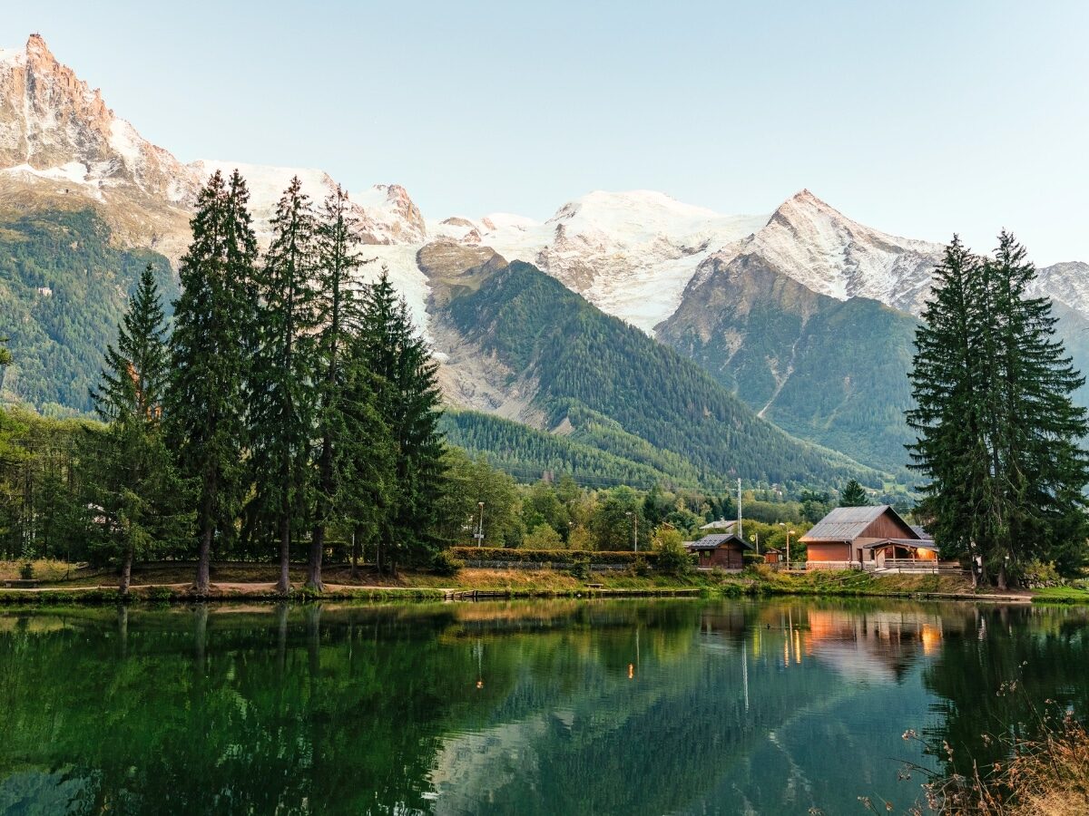 Chamonix In The Valley Chamonix Valley, Mont Blanc And Aiguille Du